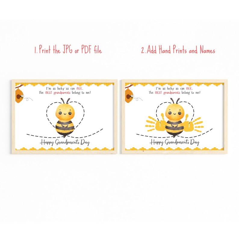 Bee Grandparents Day Card: Handprint Footprint Art Keepsake (printable ...