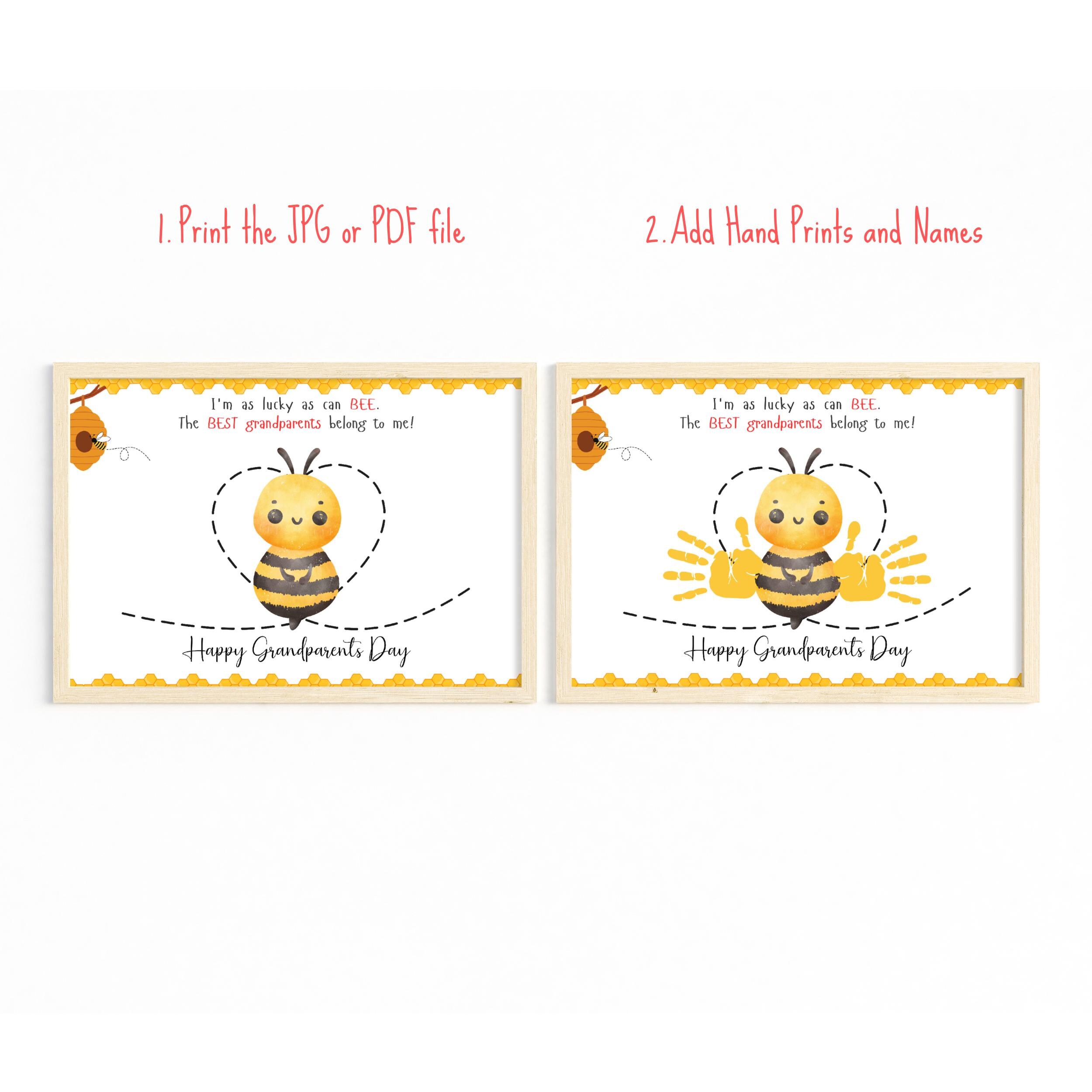 Bee Grandparents Day Card: Handprint Footprint Art Keepsake (printable ...