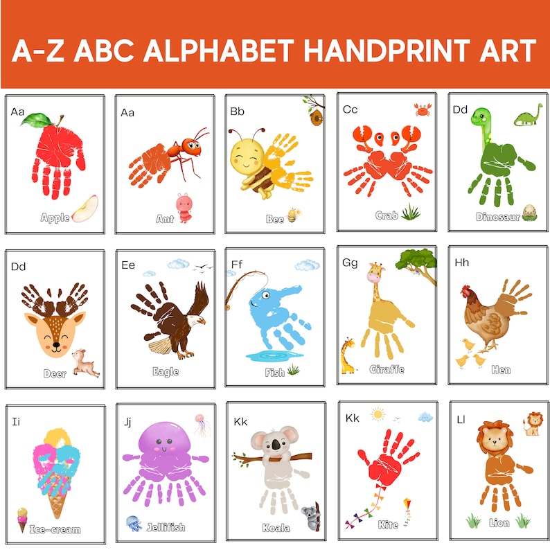 Alphabet Handprint Footprint Art: A-Z Phonics Activity (PDF) - Etsy