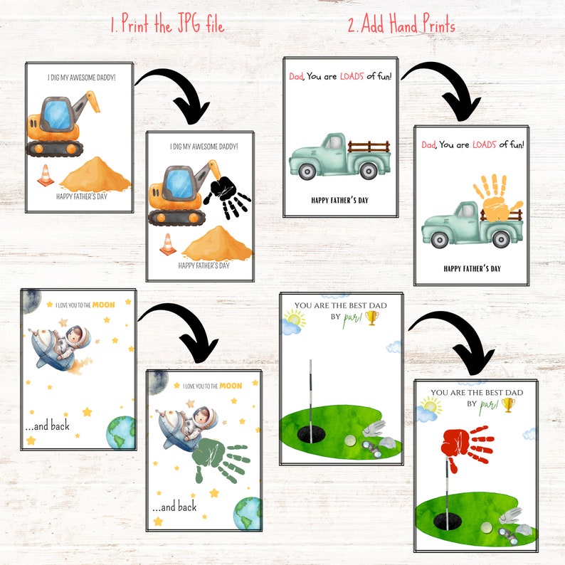 Father's Day Handprint Art Printable Bundle DIY Personalized Keepsake ...