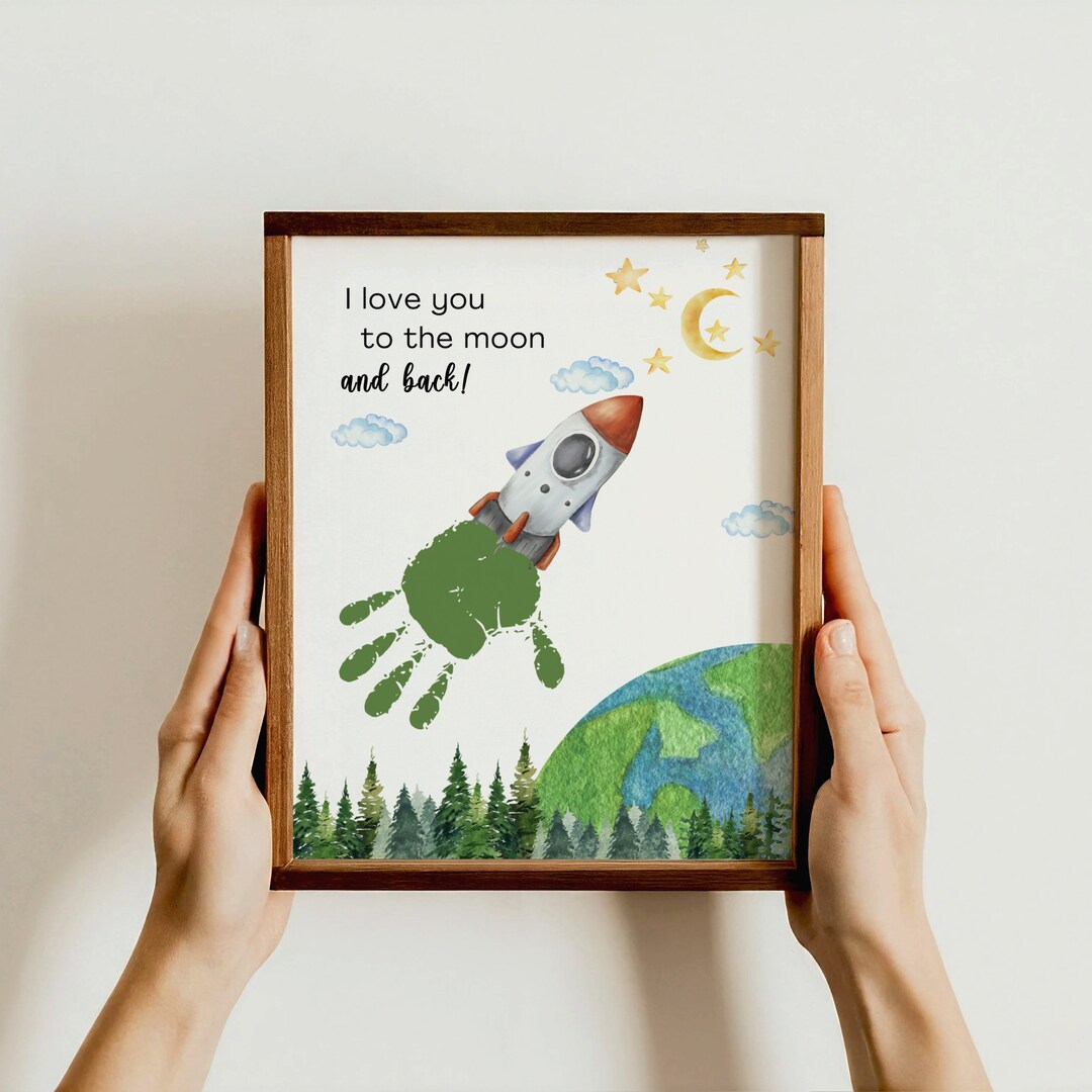 Father's Day Handprint Art: Rocket Keepsake Gift (digital Download) - Etsy