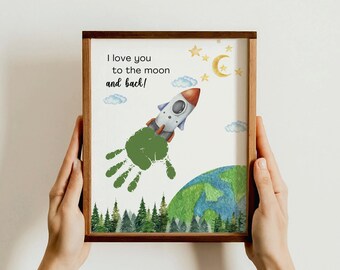 Father's Day Rocket Handprint Craft, Gift for Dad From Kids, I Love You ...