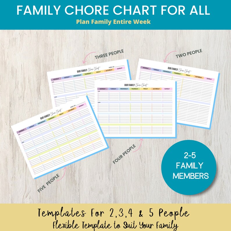 Editable Family Chore Chart: Weekly Cleaning Schedule (digital Download ...
