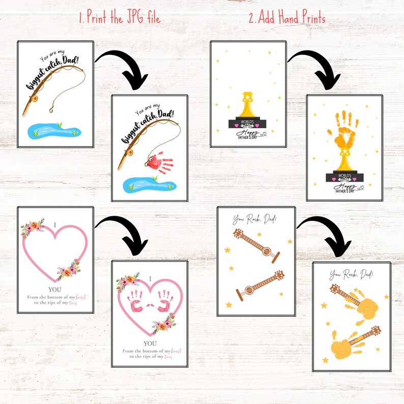 Father's Day Handprint Art Printable Bundle- DIY Personalized Keepsake ...