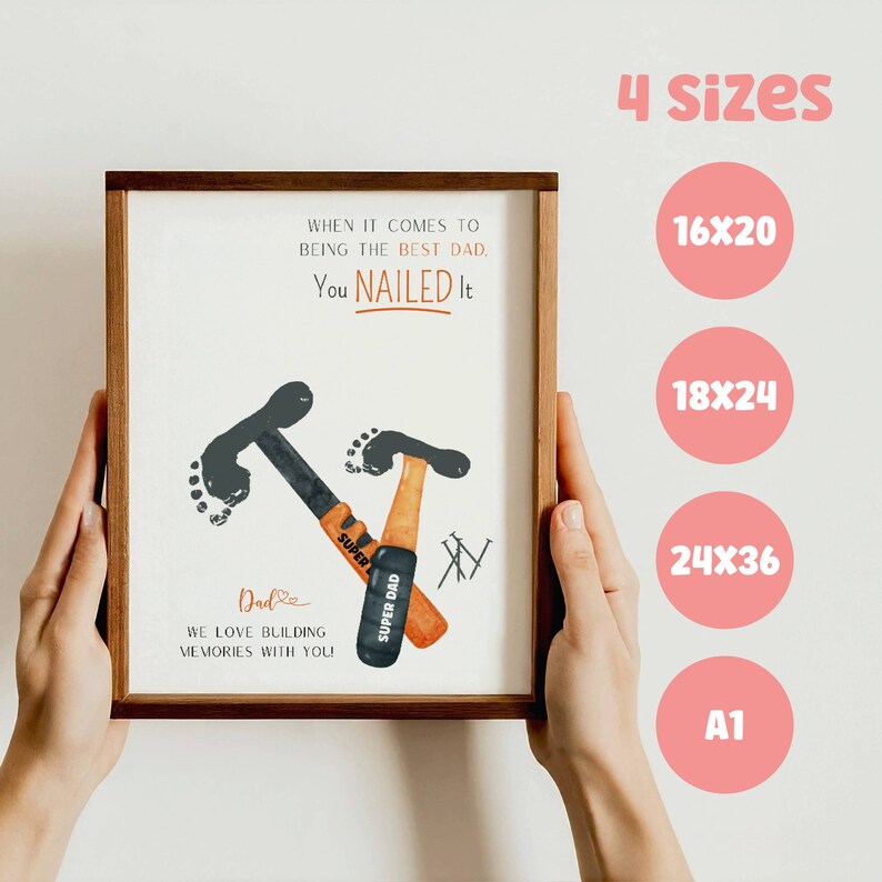 Footprint Craft for Dad DIY Kids Keepsake Hammer Art Father's Day ...