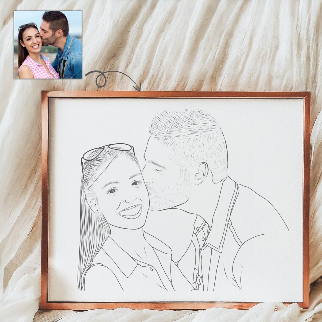 Custom Line Drawing From Photo, Personalized Boyfriend Portrait, Gifts ...