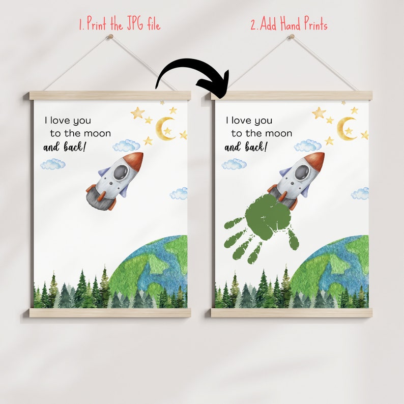 Father's Day Handprint Art: Rocket Keepsake Gift (digital Download) - Etsy