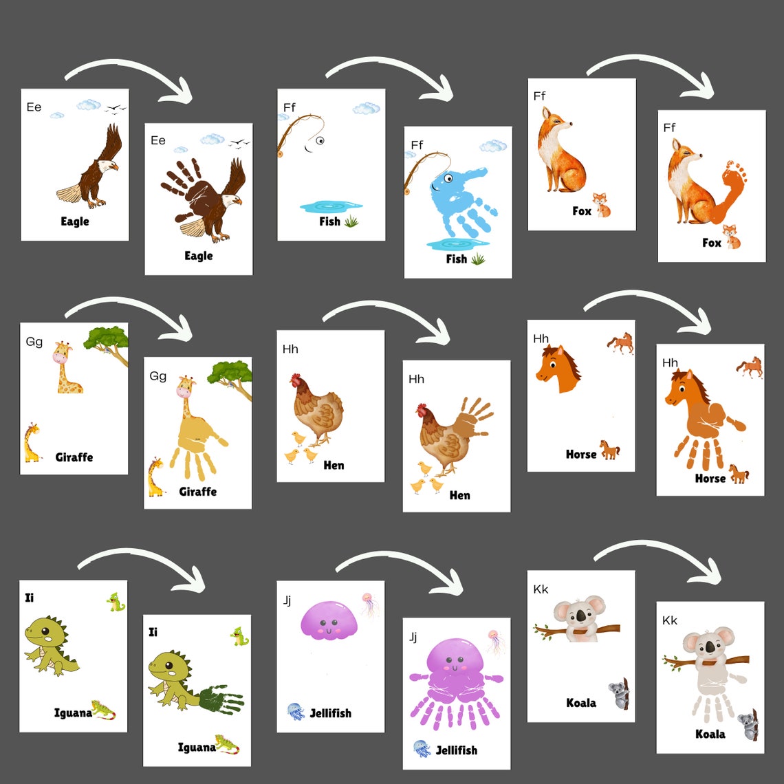 Animal Book Alphabet Handprint Art DIY Keepsake, ABC Footprint Craft ...