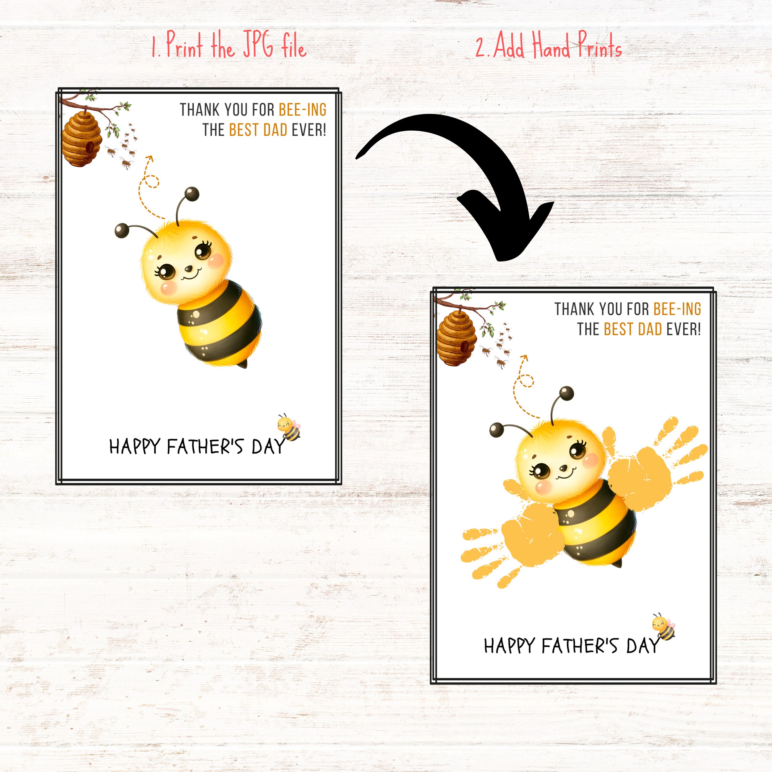 Fathers Day Handprint Craft Bundle, DIY Keepsake Printable, Fathers Day ...
