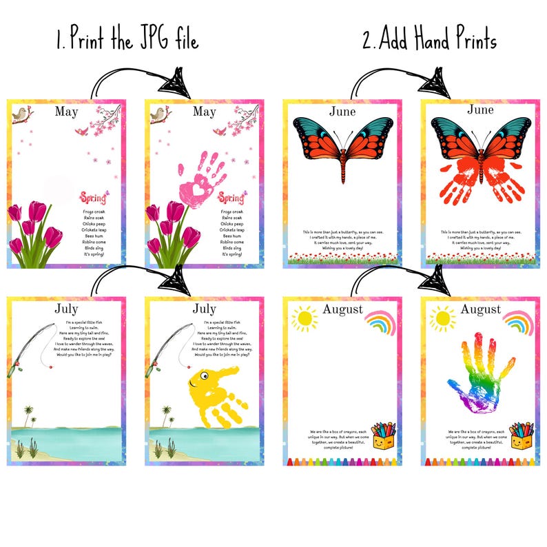 Handprint Memory Book for Kids With Poems, 12-month Yearly Printable ...