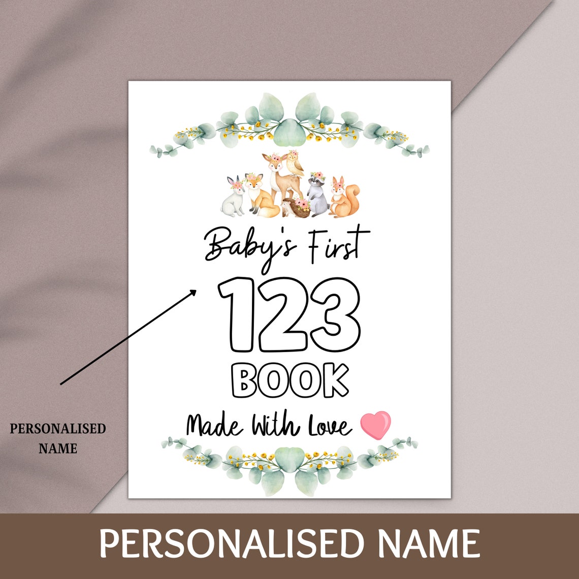 123 Coloring Book Baby Shower Game, Woodland Greenery Number Coloring ...