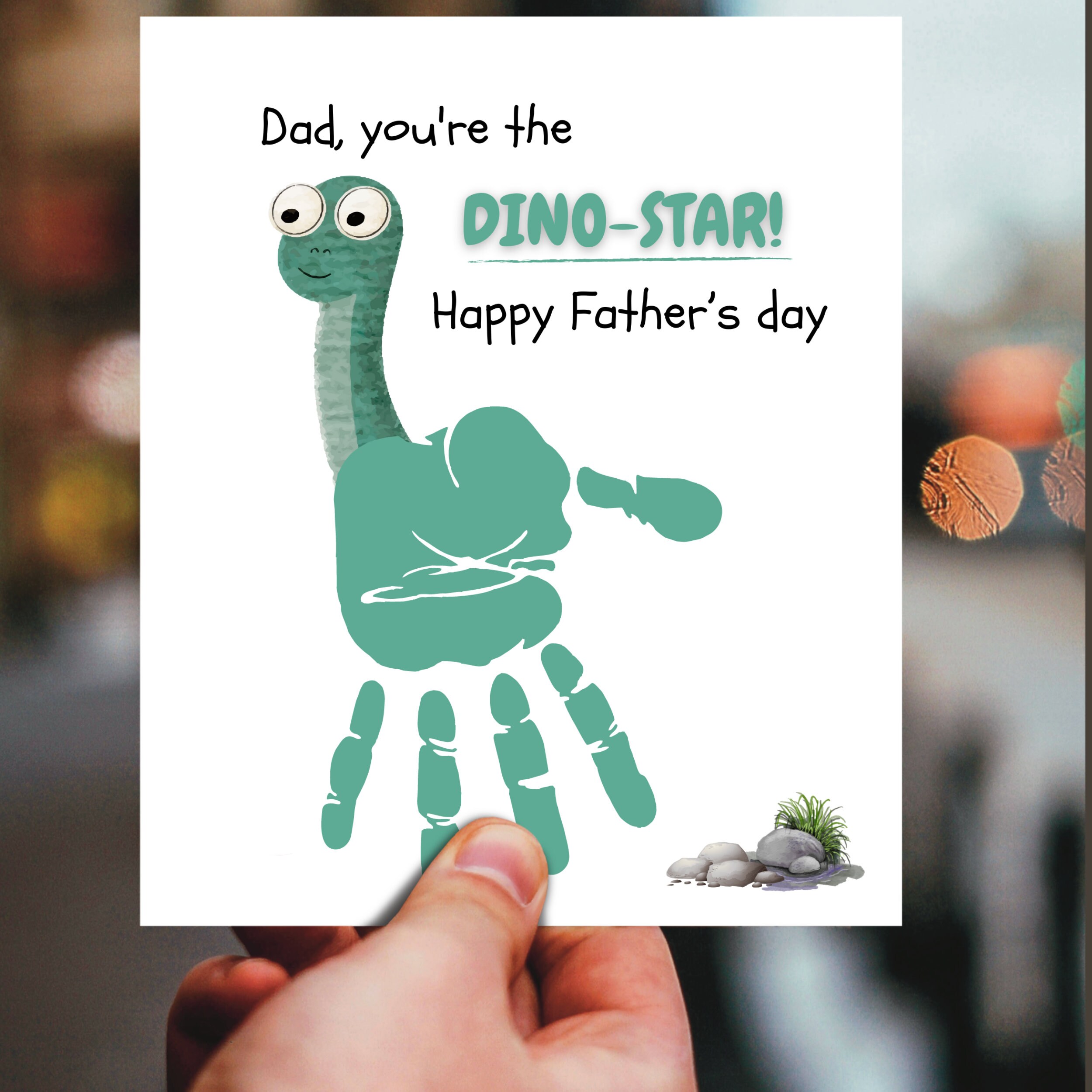 Papa Handprint Art Fathers Day Gift Dinosaur Handprint Craft DIY ...