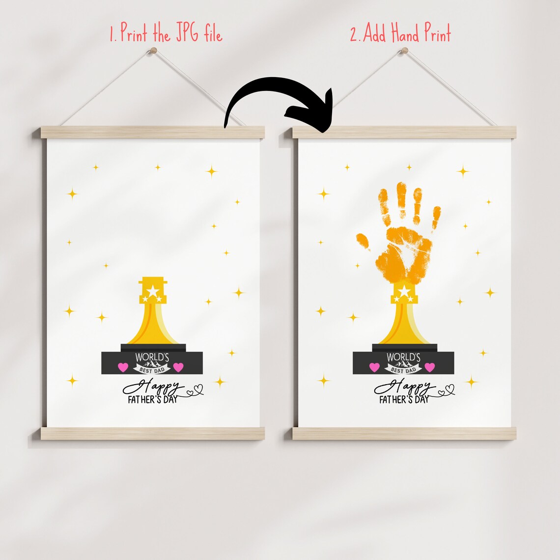 Best Dad Handprint Keepsake, Trophy Template, DIY Digital Download ...
