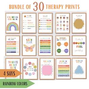 Rainbow School Counseling Posters: Therapy Office Decor (digital ...