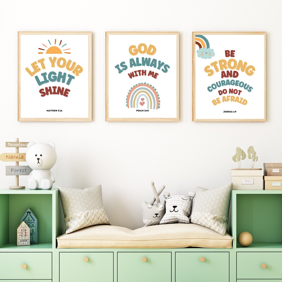 Kids Bible Verse Wall Art Prints Sunday School Decor Christian ...