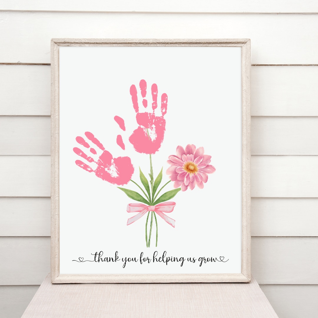 Grandma Handprint Art Printable - DIY Bouquet Flowers Keepsake Craft ...