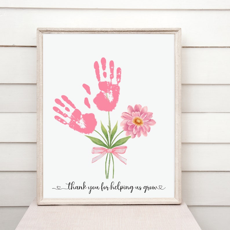 Grandma Handprint Art Printable - DIY Bouquet Flowers Keepsake Craft ...
