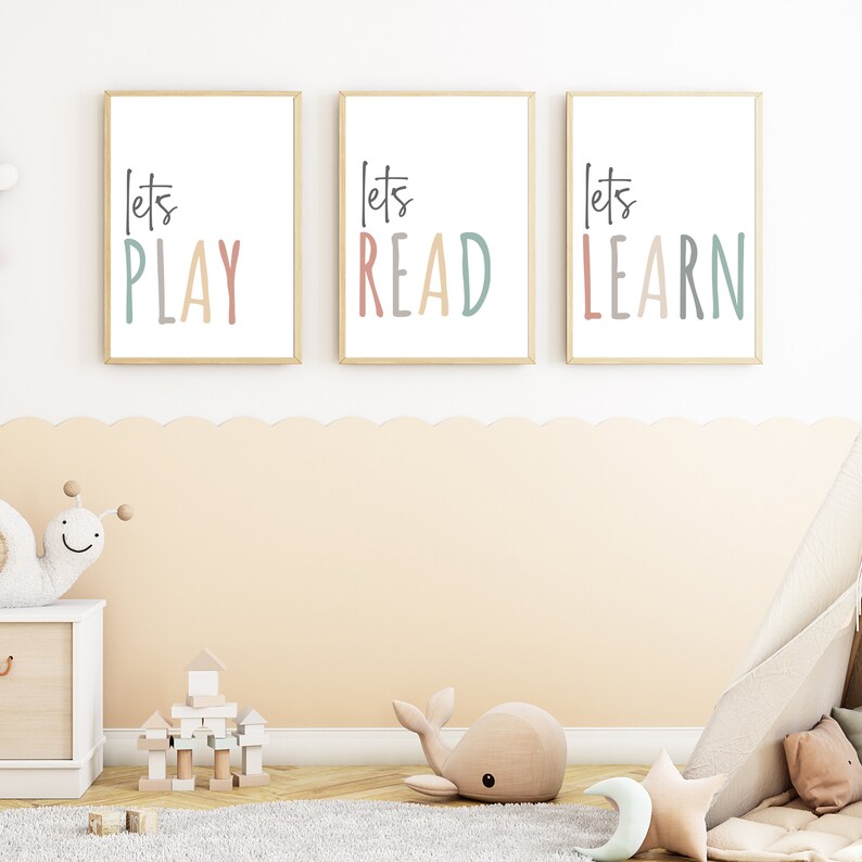 Lets Play Read Learn Printable Educational Kids Room Homeschool Decor ...