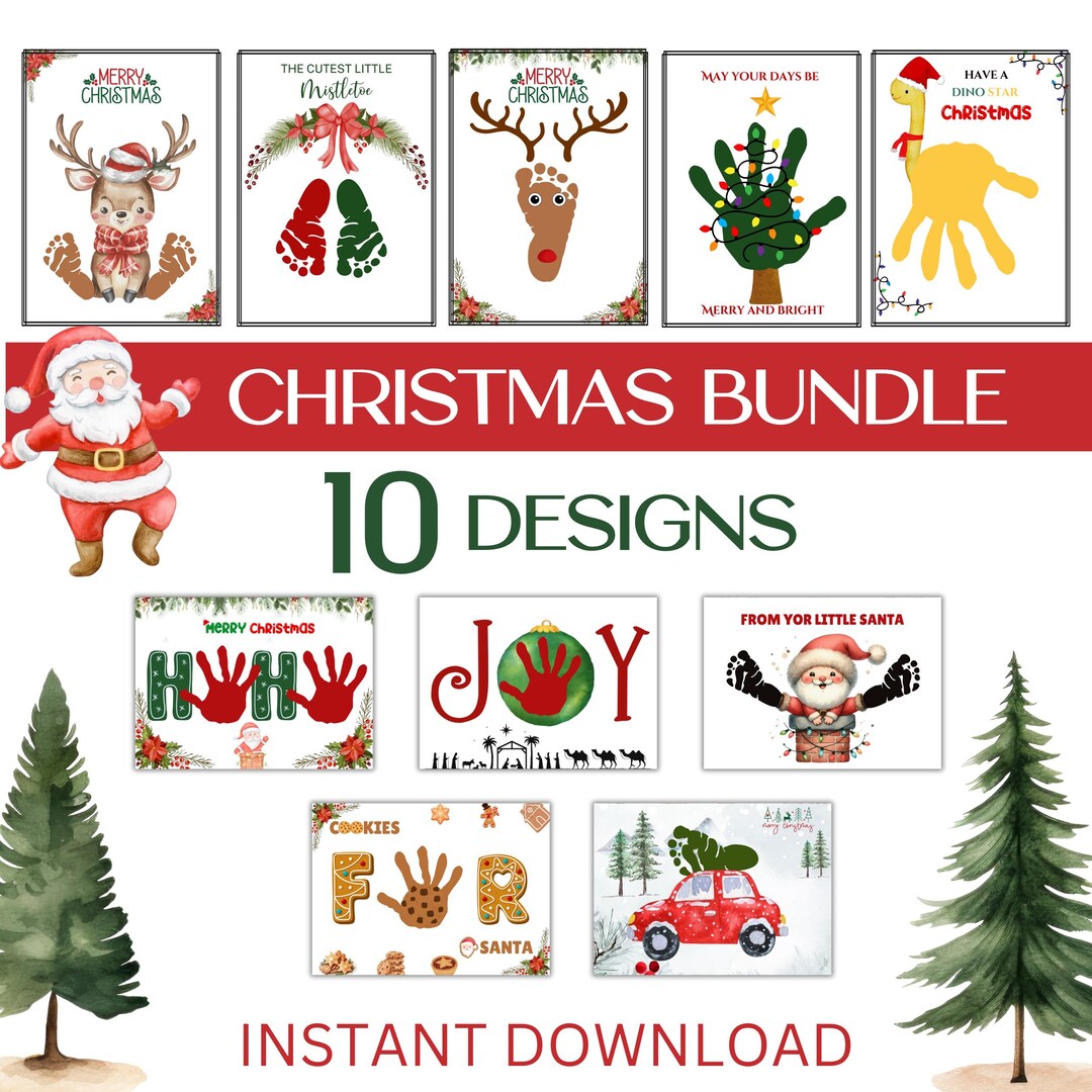 Christmas Handprint Art Bundle: DIY Keepsake Activity (printable) - Etsy
