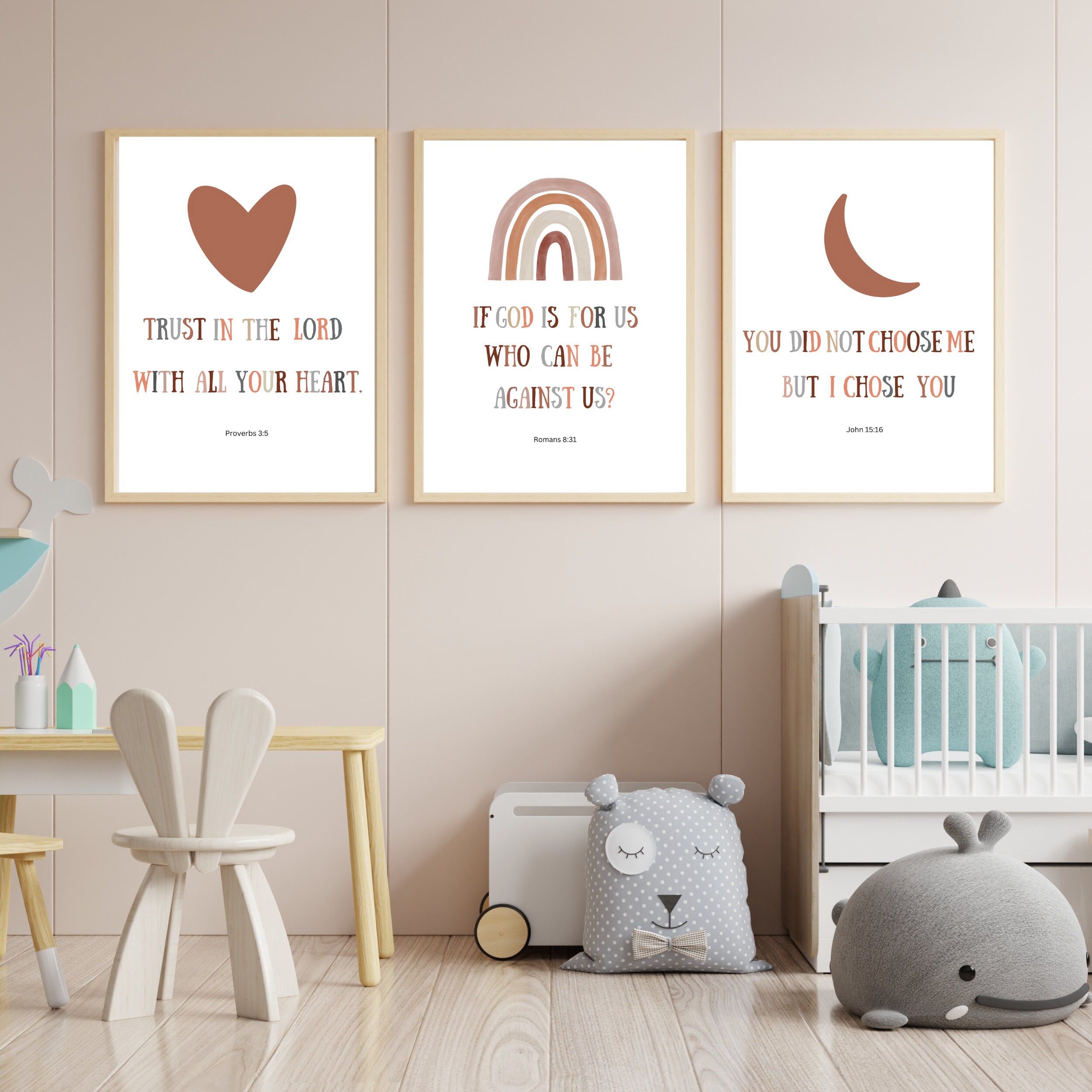 Christian Boho Nursery Prints: Bible Verse Wall Art Set (digital ...