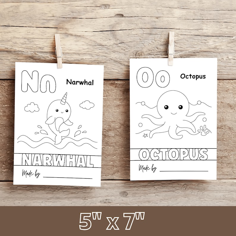 Safari ABC Coloring Book: Printable Baby Shower Activity (digital ...