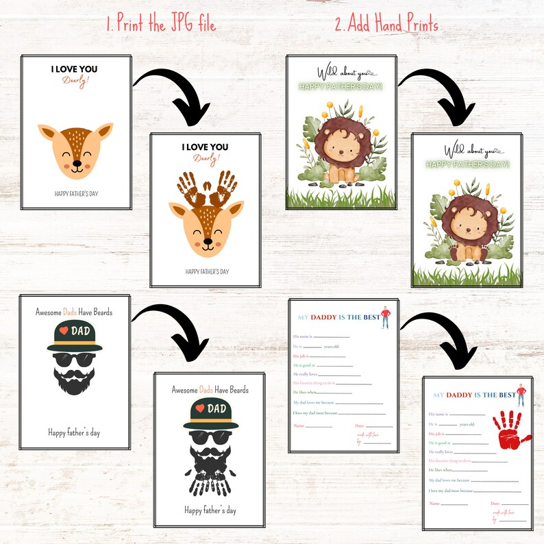 Father's Day Handprint Art Printable Bundle- DIY Personalized Keepsake ...