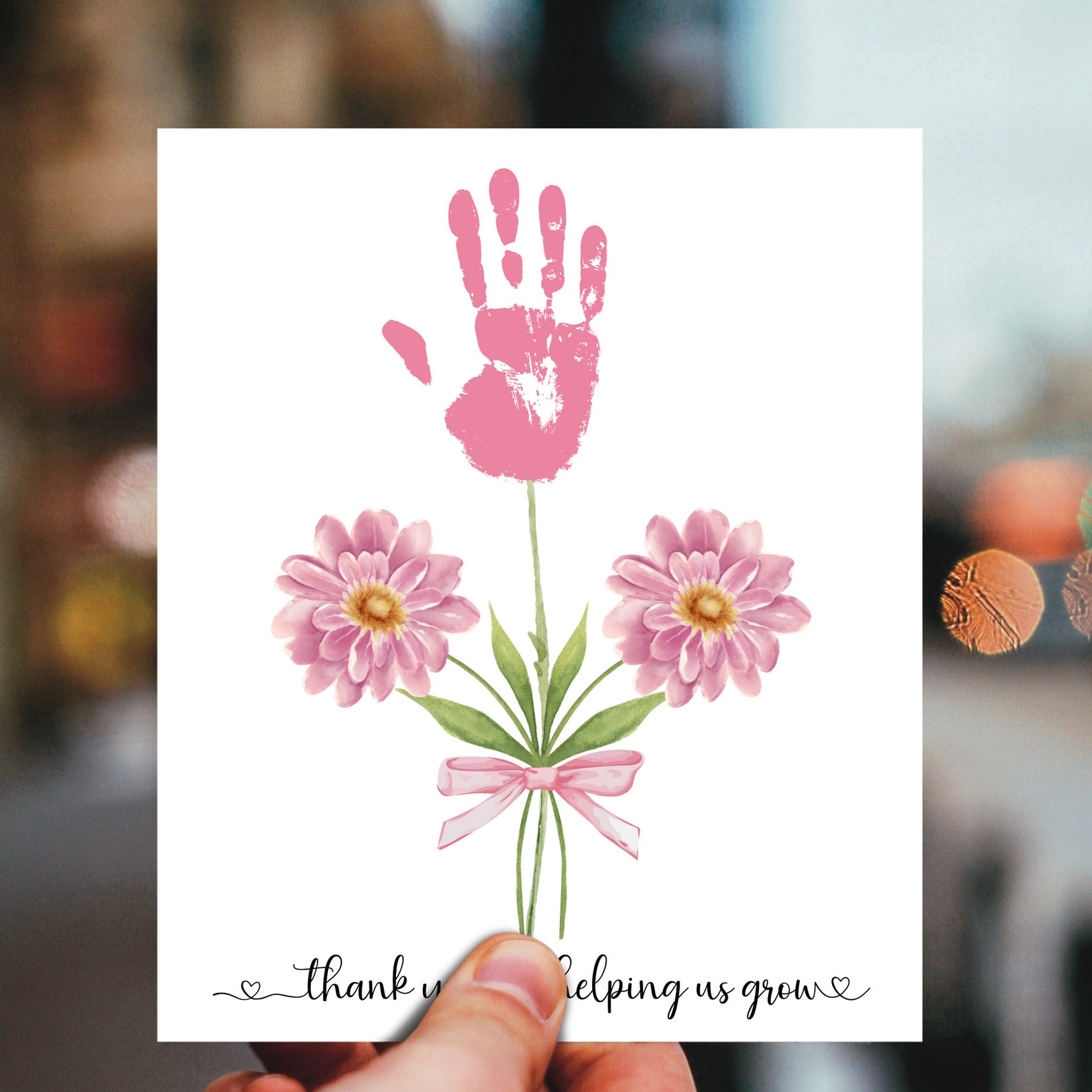 Grandma Handprint Art Printable DIY Bouquet Flowers Keepsake Craft ...