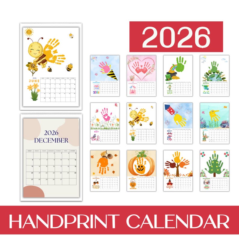 2026 Handprint Calendar: DIY Kids Memory Keepsake (printable) - Etsy ...