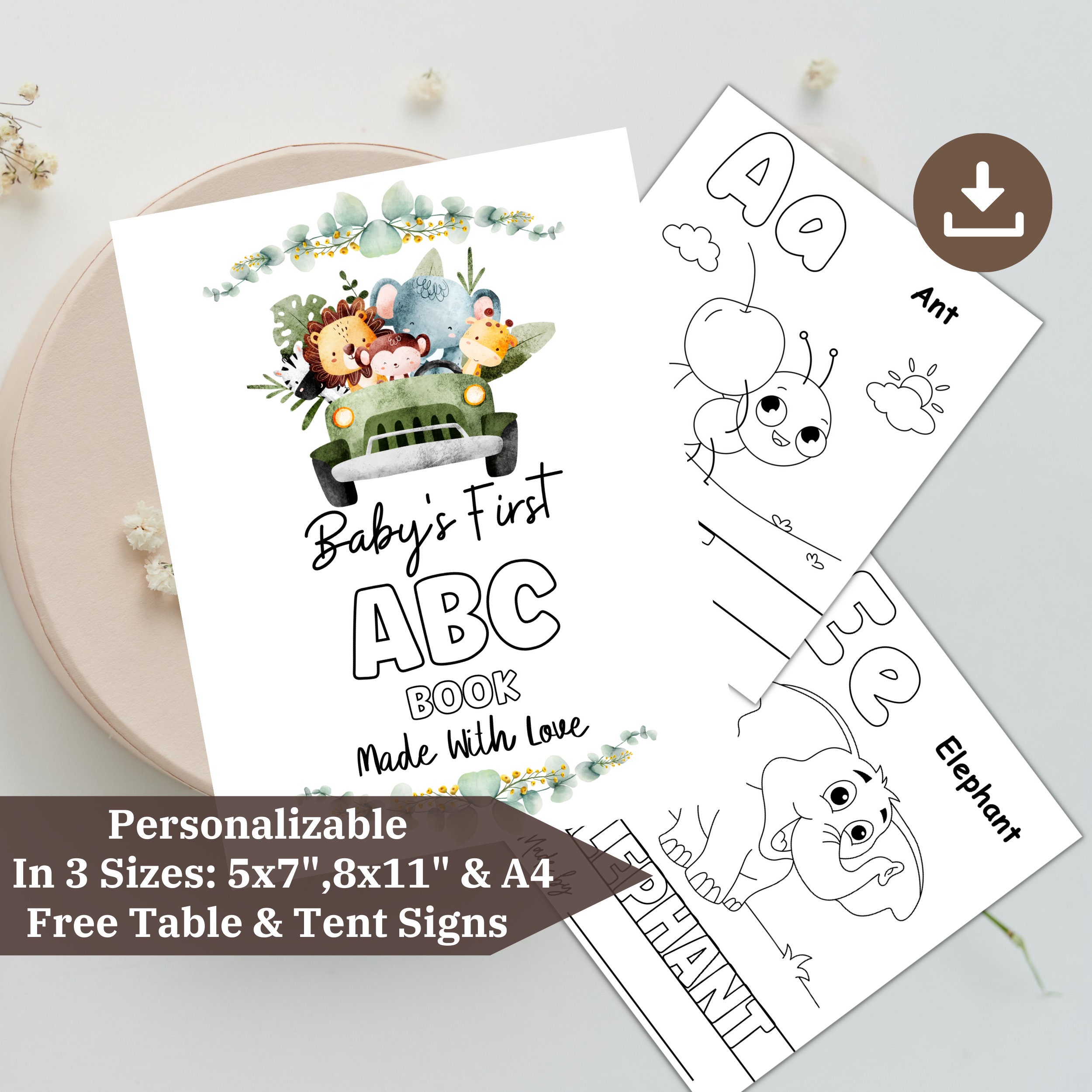 Woodland ABC Book Baby Shower ABC Book ABC Coloring Book Woodland ...