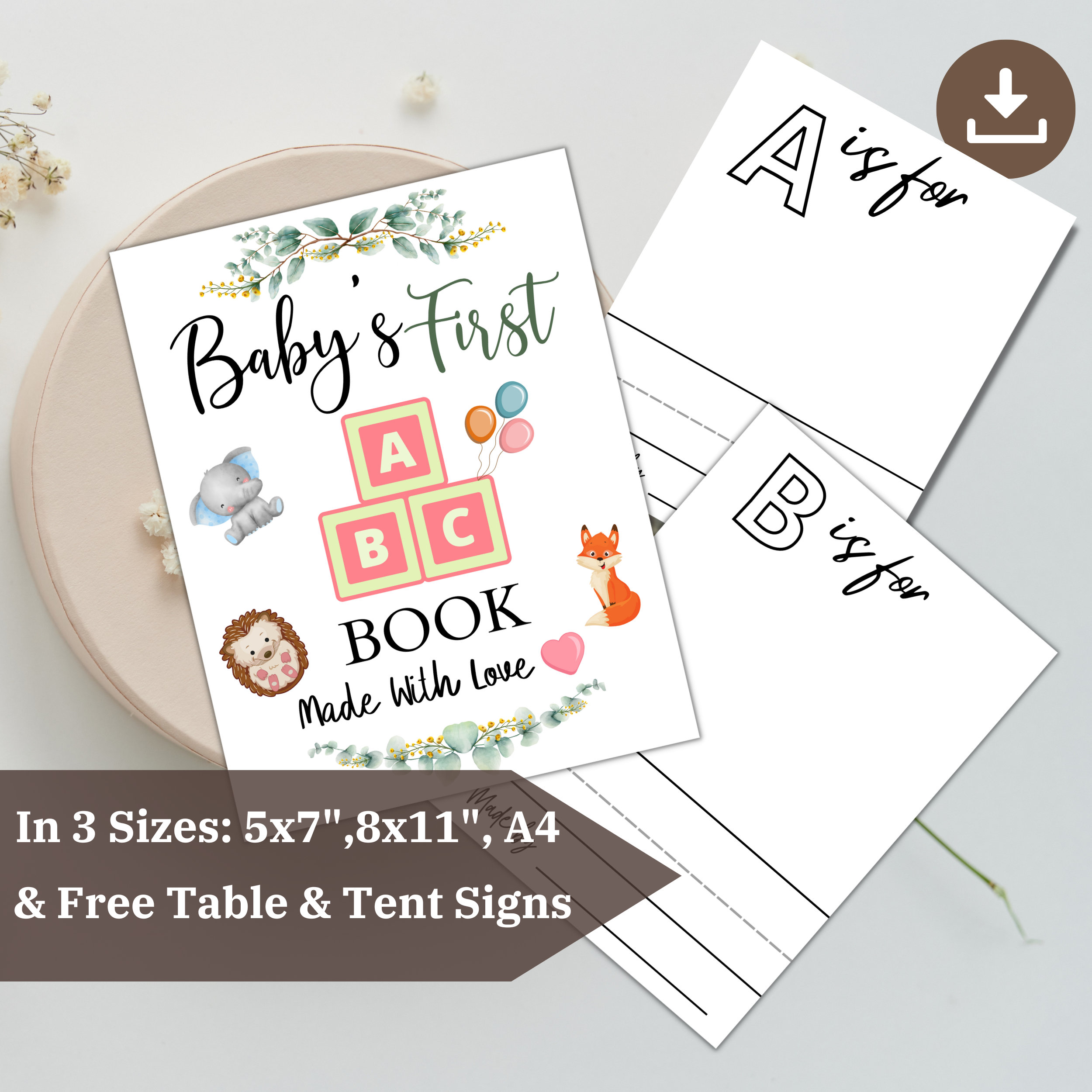 Printable Baby Shower ABC Book Template Alphabet Cards DIY - Etsy