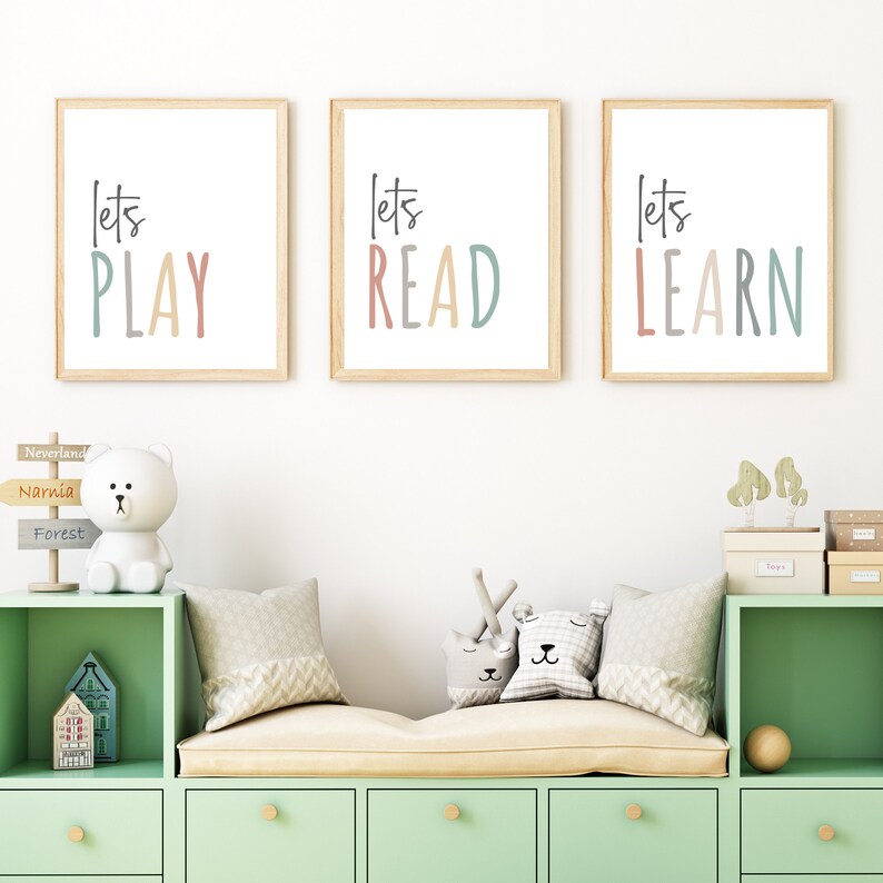 Lets Play Read Learn Printable Educational Kids Room Homeschool Decor ...
