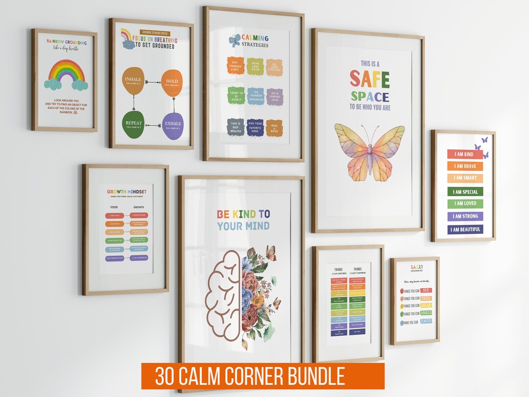 Calm Corner Poster Set of 30, Boho Calm Down Printable, Classroom Decor ...