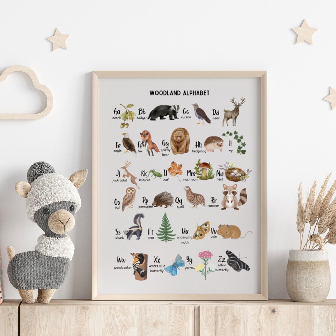 Woodland Animal Alphabet Poster: ABC Nursery Decor (digital Download ...