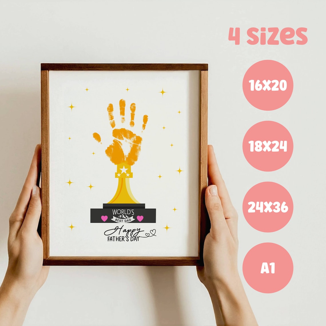 Best Dad Handprint Keepsake, Trophy Template, DIY Digital Download ...