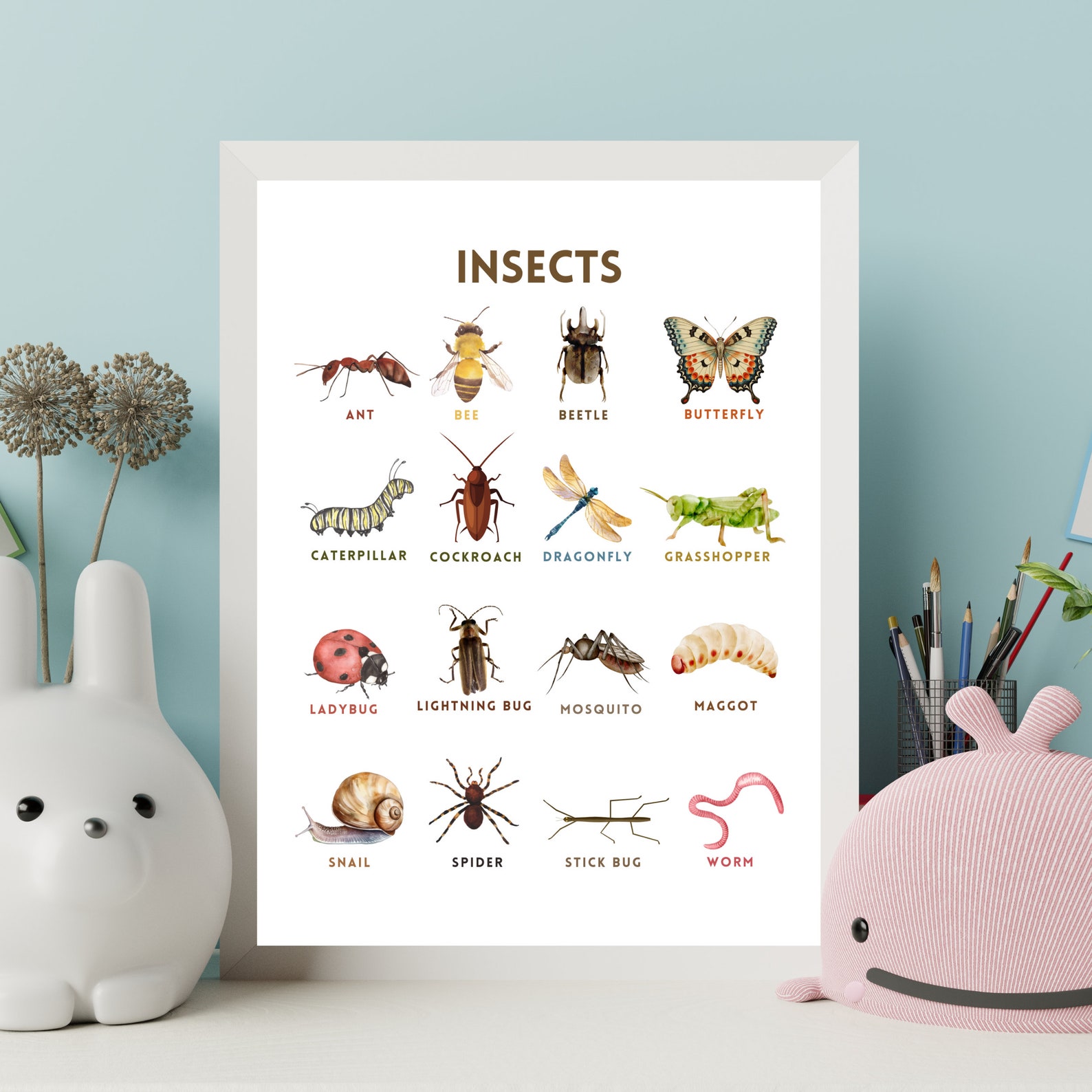 Montessori Bugs Print: Educational Insect Poster (digital Download) - Etsy