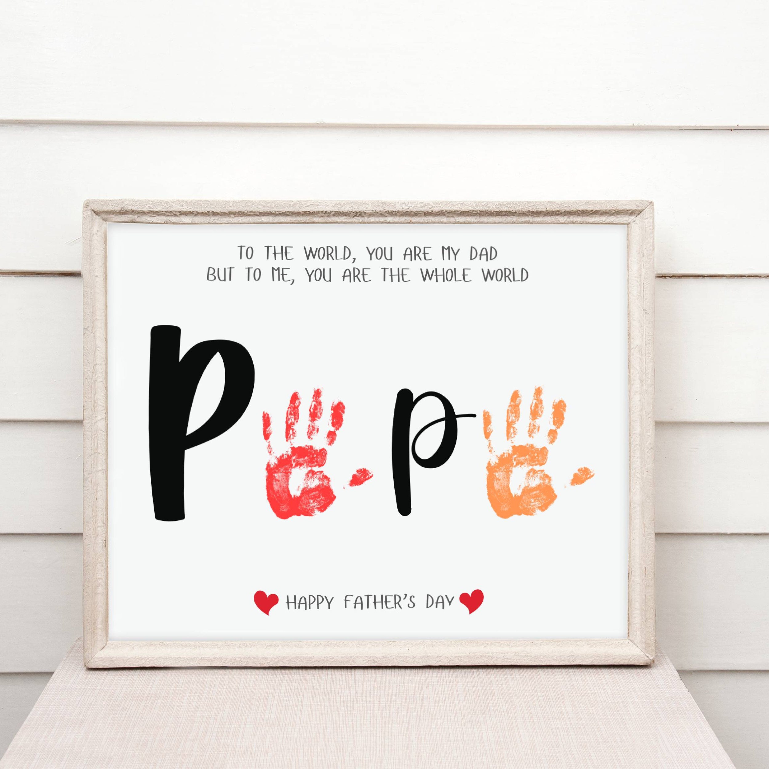 Papa Handprint Art Fathers Day Gift Personalized Footprint Art DIY Baby ...