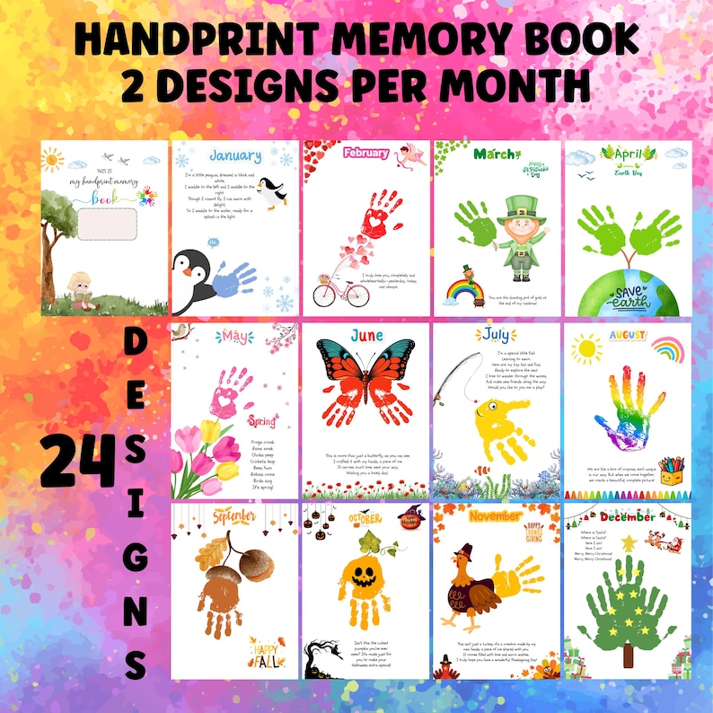 Handprint Memory Book Printable: Prek-kindergarten Keepsake (PDF) - Etsy