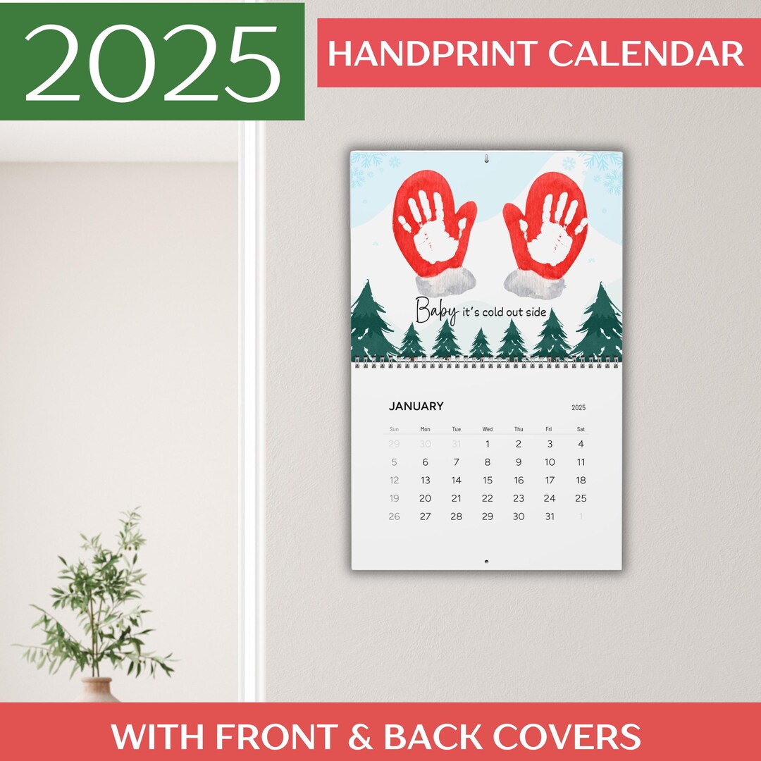 2025 Handprint Calendar Bound, Personalized Grandparents Grandma Gifts ...