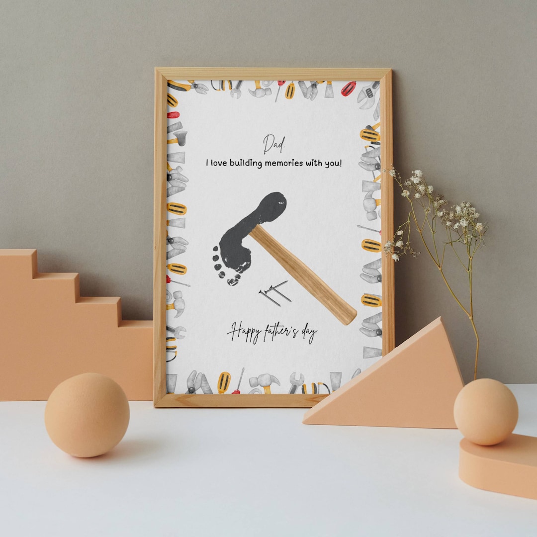 Hammer Footprint Art Father’s Day Craft Gift for Dad Toddler Baby ...