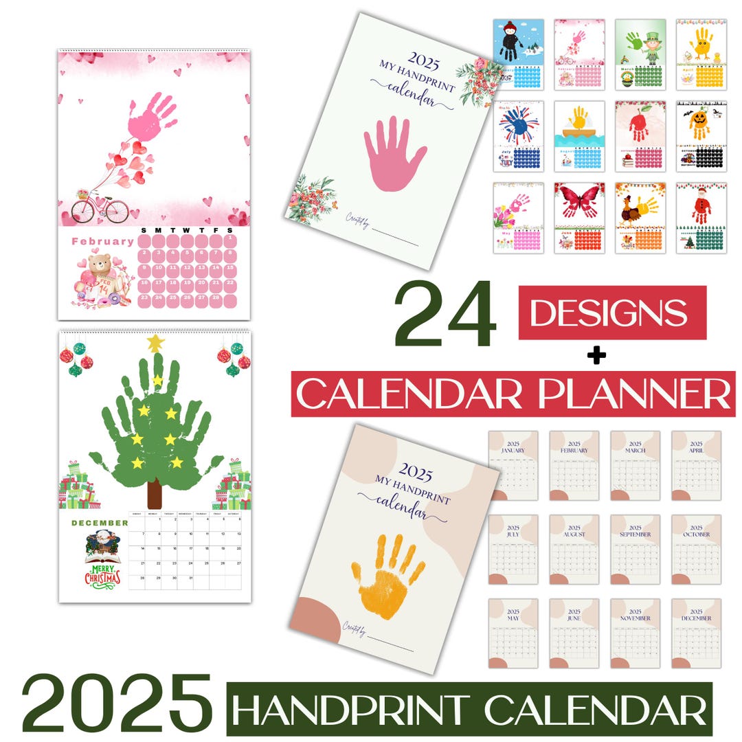 Handprint Calendar 2025, Handprint Craft for Kids Baby Toddler Memory ...