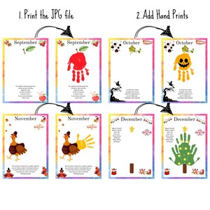 Handprint Memory Book for Kids With Poems, 12-month Yearly Printable ...