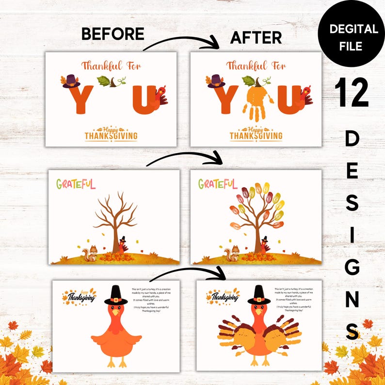 Thanksgiving Handprint Art Bundle, Kids Turkey Craft (PDF Pattern) - Etsy