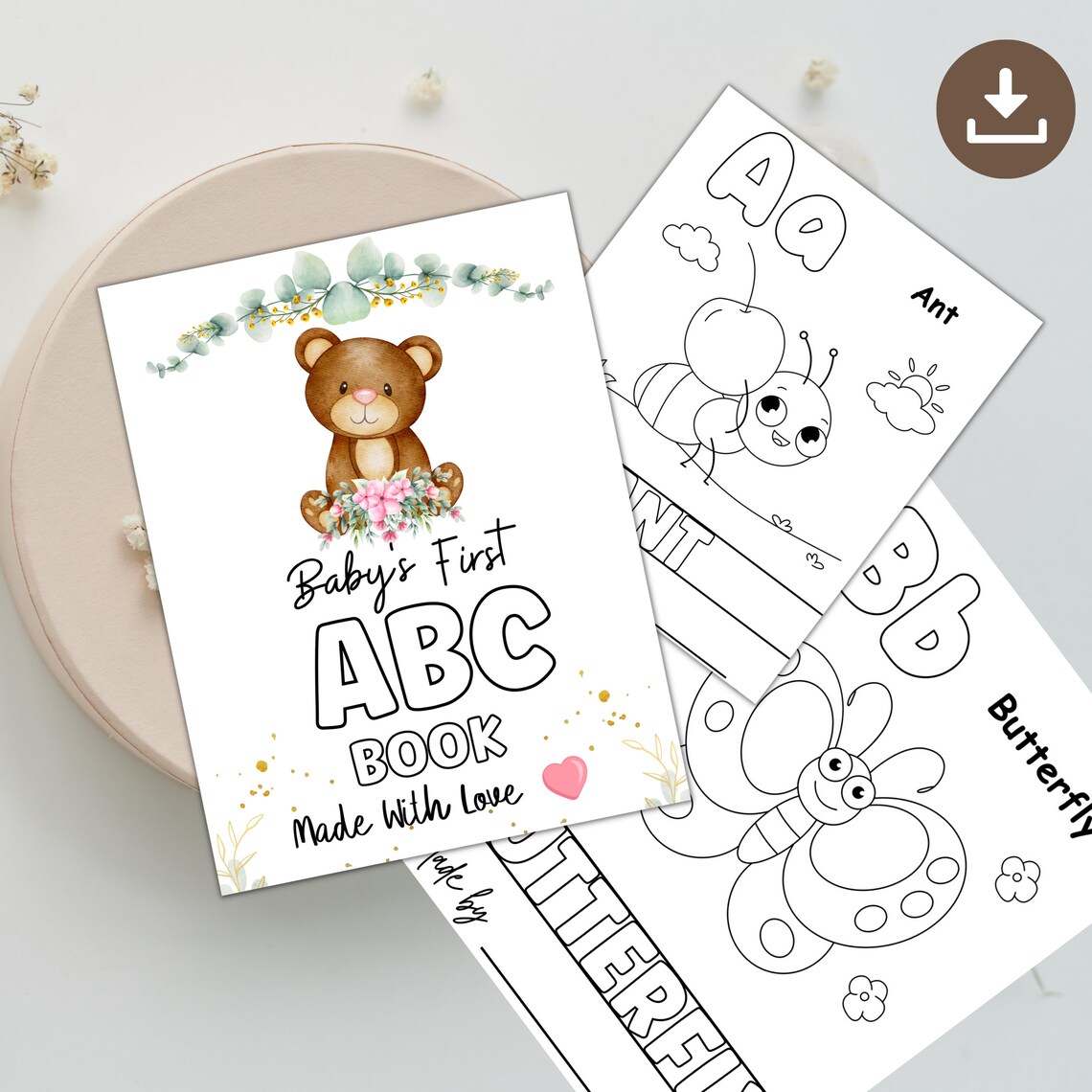ABC Book Baby Shower Game, Babys First ABC Book, Alphabet Coloring Book ...