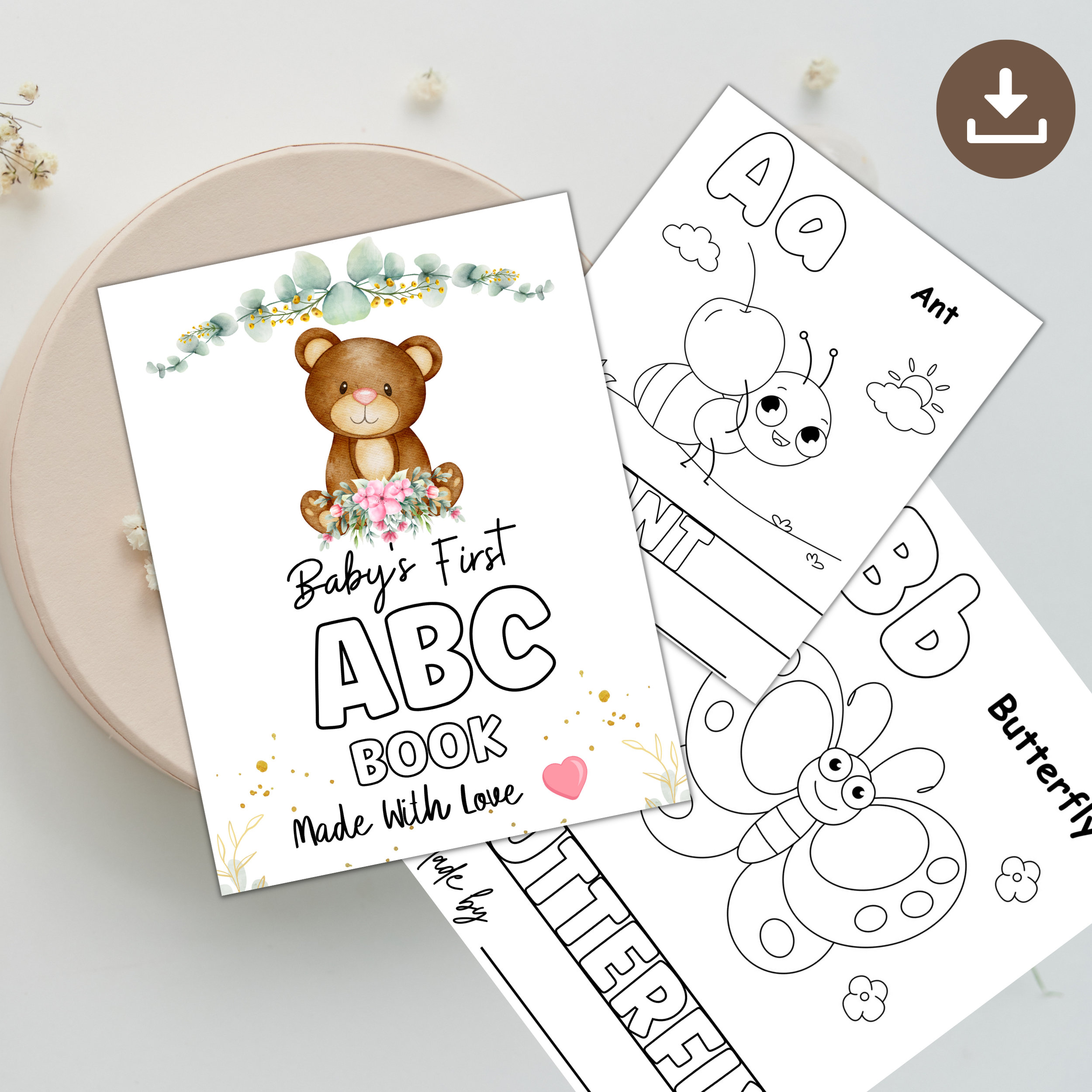 ABC Book Baby Shower Game, Babys First ABC Book, Alphabet Coloring Book ...