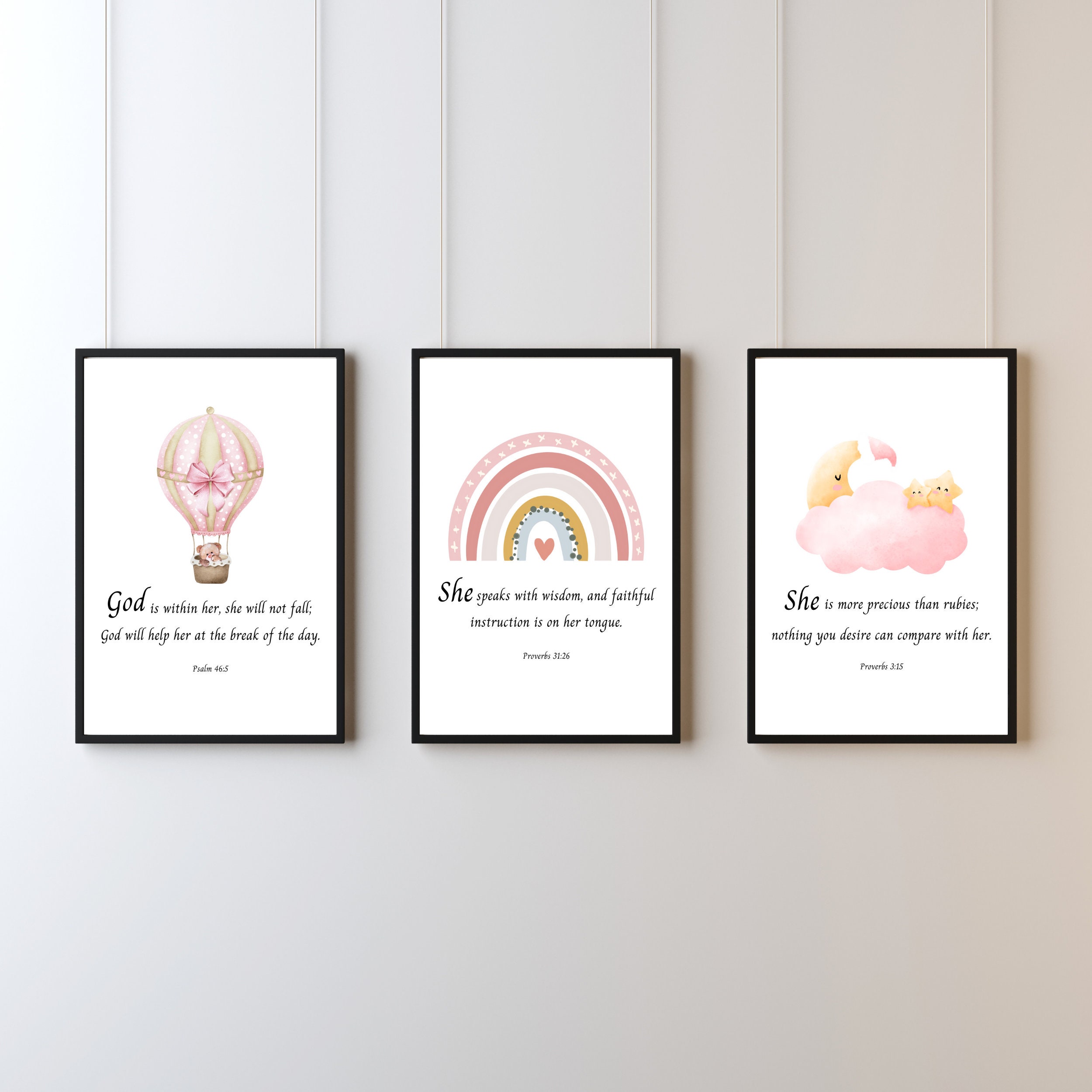 Boho Nursery Bible Verse Wall Art, Christian Nursery Decor, Nursery ...