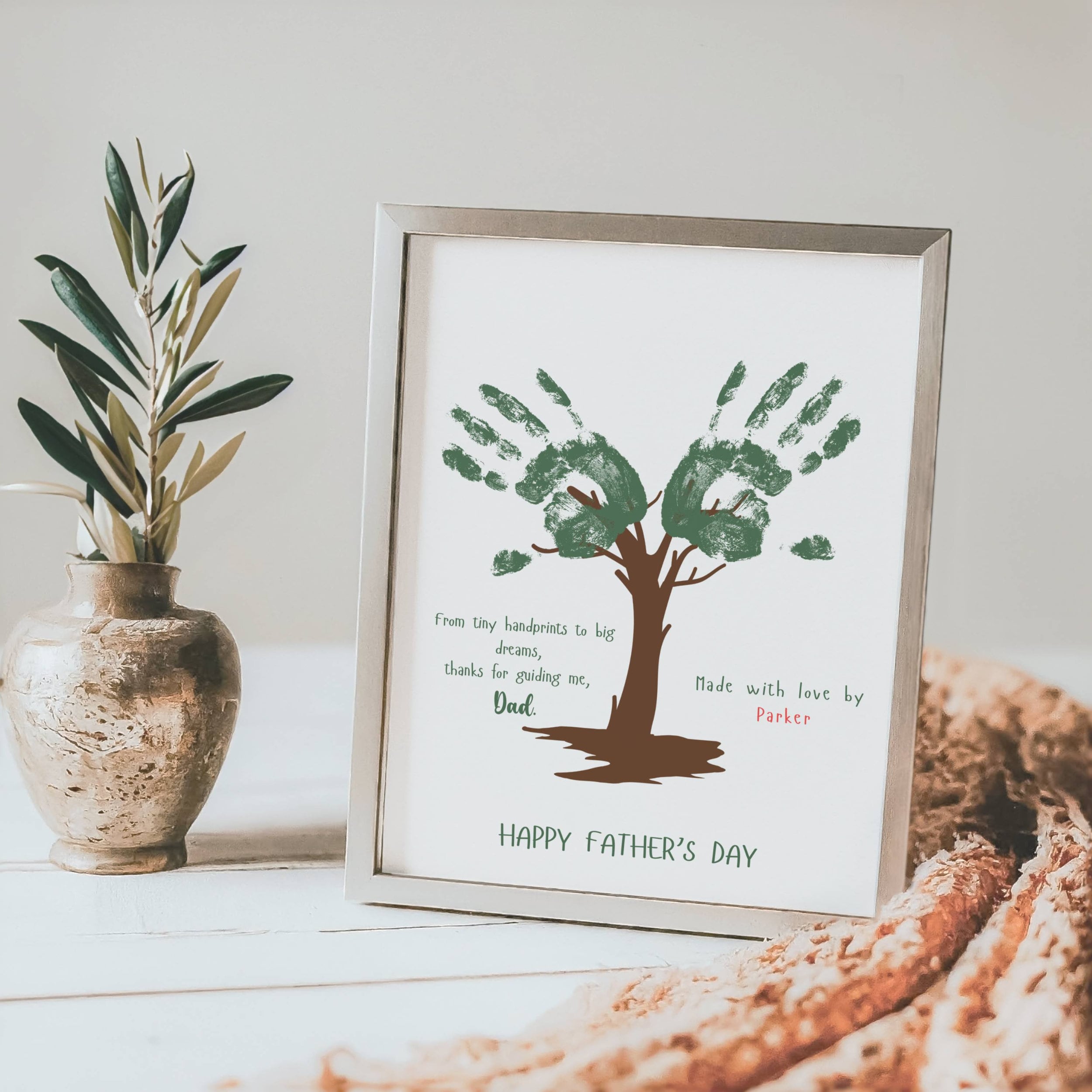 Father's Day Gift From Kids, Personalized Handprint Tree Art, Gift for ...