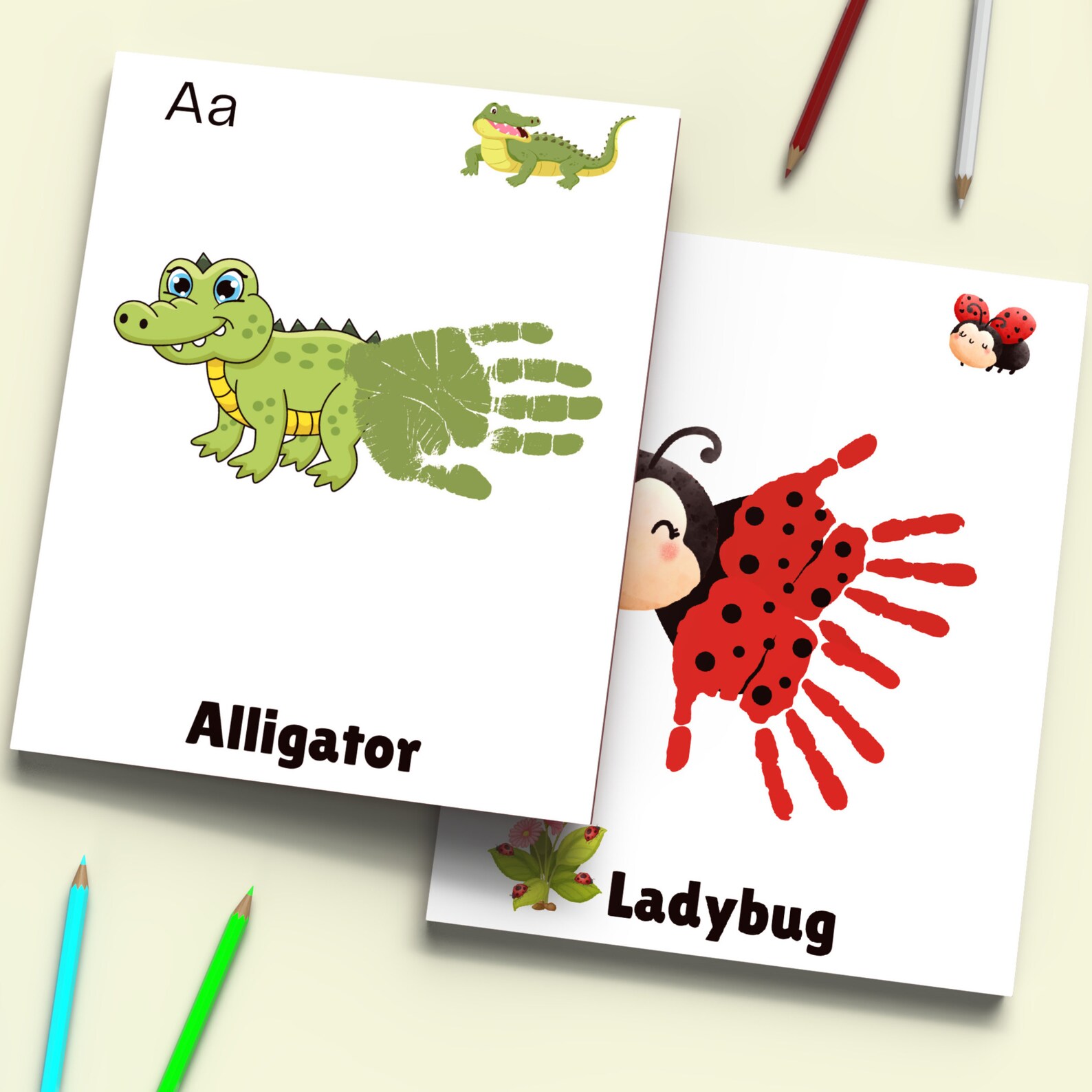 Animal Book Alphabet Handprint Art DIY Keepsake, ABC Footprint Craft ...