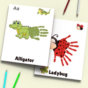 Animal Book Alphabet Handprint Art DIY Keepsake, ABC Footprint Craft ...