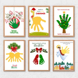 20 Design BUNDLE Christmas Handprint Craft, Footprint Finger Art ...