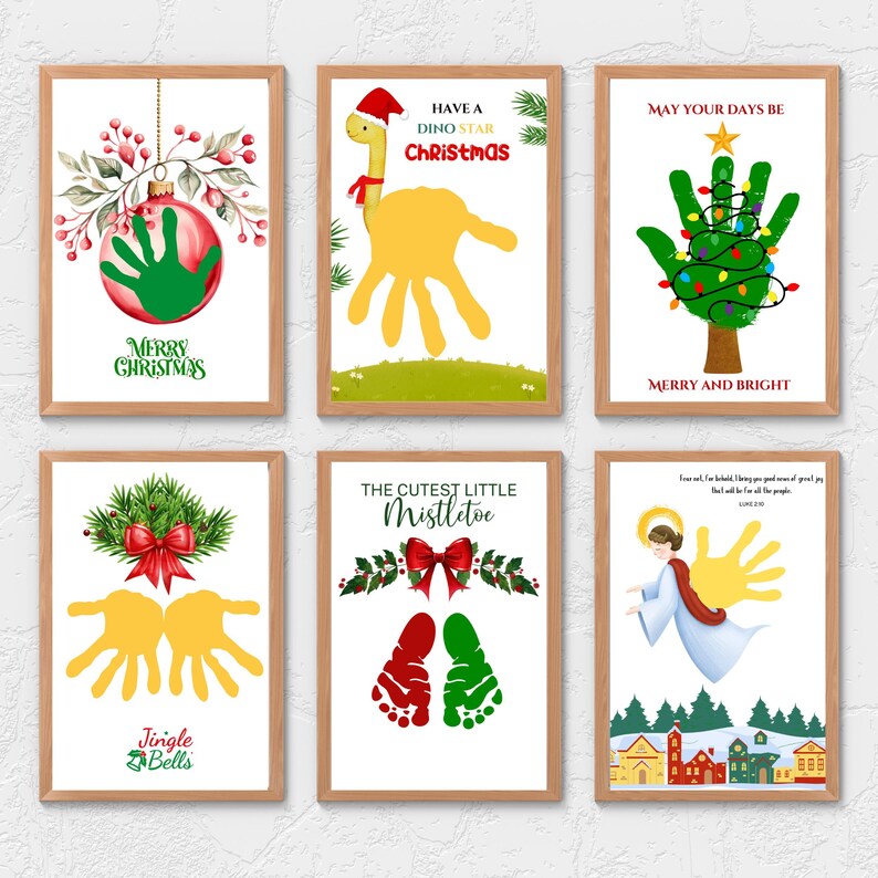 20 Design BUNDLE Christmas Handprint Craft, Footprint Finger Art ...